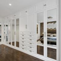 China Colorful Walk In Master Bedroom Walk Through Closet With Mirror Classic Solid Wood for sale