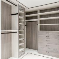 China Custom U Shape Matte Grey Melamine Walk In Wardrobe with 18mm HMR Carcass for sale