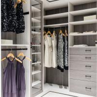China Custom U Shape Matte Grey Melamine Walk In Wardrobe with 18mm HMR Carcass for sale