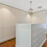 China Shaker Style Solid Wood Walk In Closet Cabinet White Classic Wardrobe for sale