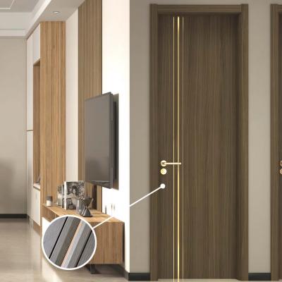 China Modern Solid Hotel Melamine Wooden Interior Doors Soundproof Brown Grey for sale