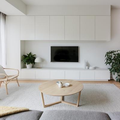 China Matte Lacquer Wall Mounted TV Cabinet Modern Simple High Gloss White TV Bench for sale
