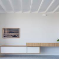 China Modern White Dark Grey Wall Mounted TV Cabinet Melamine TV Unit Bench 350-450mm for sale