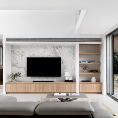 China Modern Wall Mounted TV Cabinet with Drawers Wood Grain Melamine 16mm Carcass for sale
