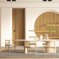 China MDF Beige Wooden Texture Melamine Interior Room Door for sale