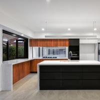 China Matte Wood Grain Kitchen Cabinets Sets  White And Black Melamine for sale