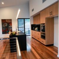 China Black Color Melamine Complete Kitchen Cabinet Wood Texture for sale