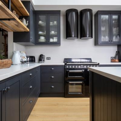 China Carb P1 Lacquer Kitchen Cabinet Organizer Industrial Style Black Shaker Kitchen Sets for sale