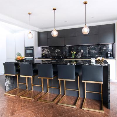 China White Black Lacquer Kitchen Cabinet with Island I Shape 18mm Plywood Custom Sizes for sale