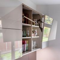 China Light Gray And Matte Black Lacquer Kitchen Cabinet Islands Cabinetry Environmentally Friendly for sale