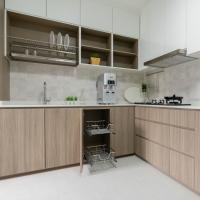 China Small Kitchen Pullout Cabinet White And Wood Grain Melamine For Home for sale