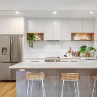 China U Shape Matte White Lacquer Pullout Drawer Kitchen Cabinet with Island 580mm Base Unit for sale