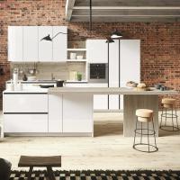 China I Shape White Glossy Kitchen Cabinet Modern Italian Kitchen with Drawers and Island 580mm Base Unit for sale