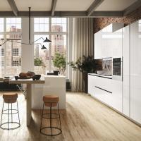 China I Shape White Glossy Kitchen Cabinet Modern Italian Kitchen with Drawers and Island 580mm Base Unit for sale