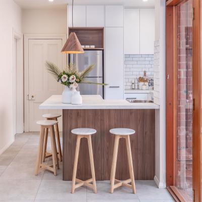 China Carb P1 Small Kitchen Cabinet All In One Space Efficient Matte White Melamine Kitchenette for sale