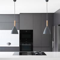 China Matte Black Lacquer Smart Double Layer Drawer Kitchen Cabinets With Island And Sink for sale