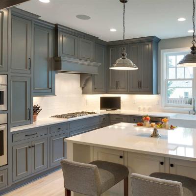 China American Classic L-Shape Solid Wood Kitchen Cabinet Set Custom Sizes 580mm Base Unit for sale