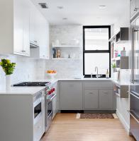 China Customized White Gray Lacquer Kitchen Cabinet for Small Spaces Hotels Apartments 580mm Base Unit for sale