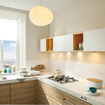 China White Wood Grain Melamine Small Handless Kitchen Cabinets Modern Standard Home Mini Kitchenette for sale