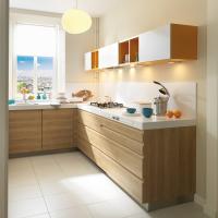China White Wood Grain Melamine Small Handless Kitchen Cabinets Modern Standard Home Mini Kitchenette for sale