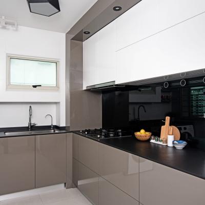 China Small Size High Gloss Gray And White Lacquer Kitchen Cabinet Smart Kitchen Pantry Cabinet for sale