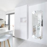 China Matte White Melamine Kitchen Cabinet Full Imported China 18mm MDF Custom Sizes for sale