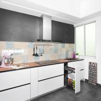 China L Shape Mini Kitchen Cabinet Wooden PVC Wall Mounted 580mm Width for Apartment for sale