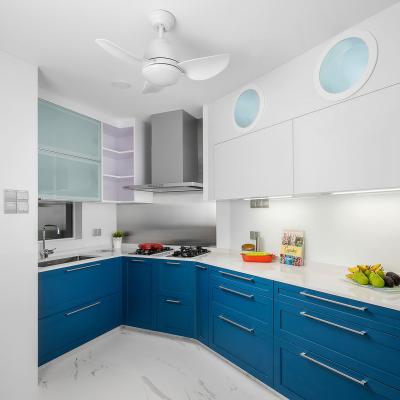 China Wholesale Custom Design Small Cabinets Modern White And Blue Lacquer Kitchen Cabinet Set for sale