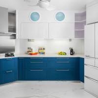 China Wholesale Custom Design Small Cabinets Modern White And Blue Lacquer Kitchen Cabinet Set for sale