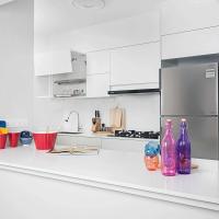 China Small Size Cheap Price Kitchen Cabinet Sets White Melamine Project Kitchen Cabinet for sale