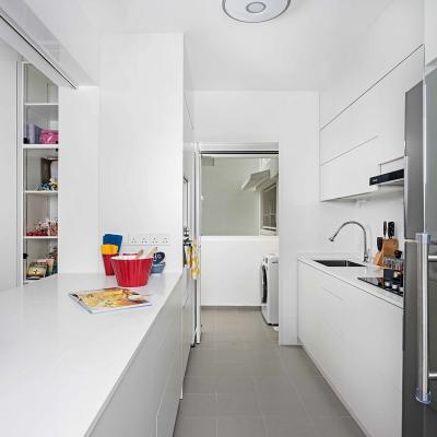 China Small Size Cheap Price Kitchen Cabinet Sets White Melamine Project Kitchen Cabinet for sale