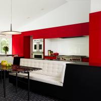 China High Gloss Wine Red Lacquer Kitchen Cabinets Complete Sets MDF 18mm Flat Panel Modern for sale