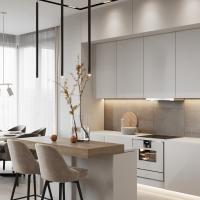 China Creamy White Matte Lacquer Kitchen Cabinet And Marble Top for sale