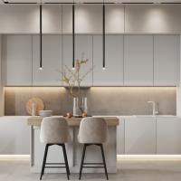 China Creamy White Matte Lacquer Kitchen Cabinet And Marble Top for sale
