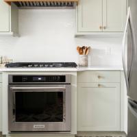 China Small Space Light Gray Lacquer Kitchen Cabinet Minimalist Kitchenette With Sink for sale