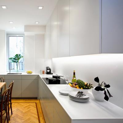 China L Shape White And Gray Kitchen Storage Cabinet Lacquer Kitchenette All In One for sale