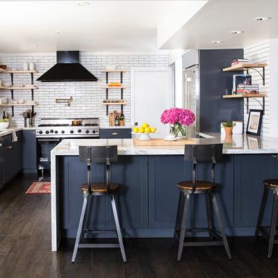 China U Shape Dark Shaker Lacquer Black Wooden Kitchen Cabinets Set 580mm Base Unit for sale