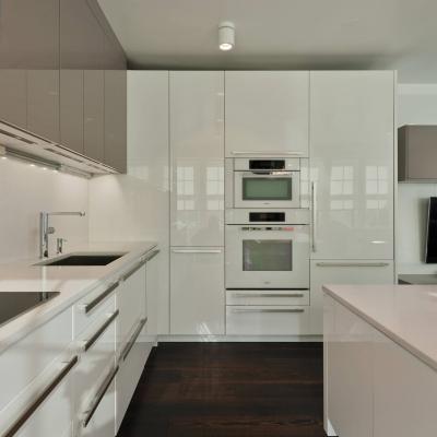 China High Gloss Acrylic Kitchen Cabinet L Shape Kitchen Island Table for sale