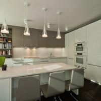 China High Gloss Acrylic Kitchen Cabinet L Shape Kitchen Island Table for sale