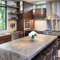 China Wooden Modular Modern Island Kitchen Cabinet U Shaped Veneer Kitchen Cupboard for sale