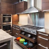 China Wooden Modular Modern Island Kitchen Cabinet U Shaped Veneer Kitchen Cupboard for sale