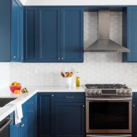 China Reasonable Price Home Blue Kitchen Unit Cabinet U Shape Lacquer Modern Kitchen Cabinets USA for sale