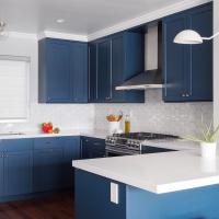 China Reasonable Price Home Blue Kitchen Unit Cabinet U Shape Lacquer Modern Kitchen Cabinets USA for sale