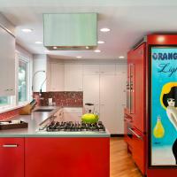 China Flat Panel Glossy Red Lacquer Fitted Kitchen Units Set Modern Designs Furniture Cabinet for sale