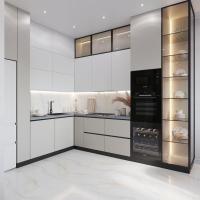 China Luxury Corner Glass Kitchen Display Cabinets Ready To Assemble Modern Storge Lacquer Cabinets Kitchen for sale