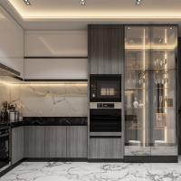 China Luxury Corner Glass Kitchen Display Cabinets Ready To Assemble Modern Storge Lacquer Cabinets Kitchen for sale