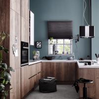 China U Shape Wood Veneer Kitchen Cabinet Custom Sizes 580mm Base Unit China Wholesale for sale