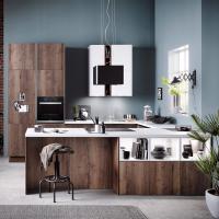 China U Shape Wood Veneer Kitchen Cabinet Custom Sizes 580mm Base Unit China Wholesale for sale