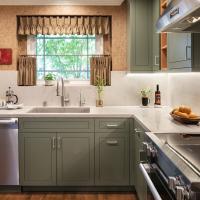 China Solid Wood Modern Shaker Kitchen Cabinet Green Brown 18mm Plywood Custom Sizes for sale