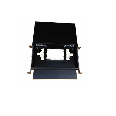 China 1U 12 Ports 24 Ports Slide Drawer Type Optic Fiber Patch Panels for SC LC FC Connectors black for sale
